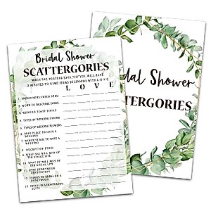 Bridal Shower Game Cards, Bridal Shower Game, Tropical Jungle Theme Engagement Party Cards For Wedding, Set of 30 Cards(Leaf005)