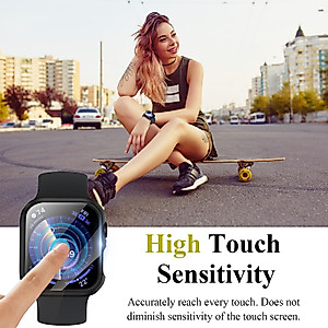 [3 Pack] Case for Apple Watch Series 9 Screen Protector 45mm Series 8 Series 7, EWUONU Hard PC Bumper Cover HD Tempered Glass Full Protective Case for iWatch Series 9/8/7 Accessories 45mm, Black