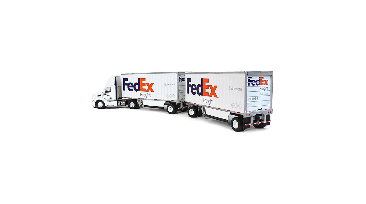 FedEx Peterbilt 579 Day Cab with 2 Trailers - 1/50 Scale
