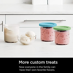 4 Pack Replacement Pints and Lids for Ninja Creami Deluxe - Compatible with NC301 NC300 NC299AMZ Series Ice Cream Maker, Airtight and Dishwasher Safe(Pink/Green/Grey/Blue)