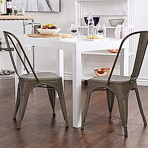 FDW Metal Dining Chairs Set of 4 Indoor Outdoor Chairs Patio Chairs 18 Inch Seat Height Metal Restaurant Chair Stackable Chair 330LBS Weight Capacity Kitchen Chairs Tolix Side Bar Chairs