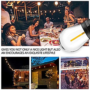 L.A. NOVA Outdoor String Lights Dimmable 48ft with 15 Plastic Edison LED Bulbs, Extendable & Dimmable, 2 Replacement Filaments for Patio, Cafe, Party, Porch