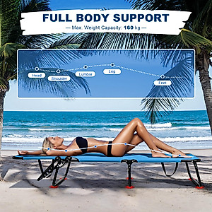 Goplus Tanning Chair, Folding Beach Lounge Chair w/Face Hole, 350LBS Capacity, Removable Pillow, Carry Strap, Adjustable Sunbathing Chair, Patio Chaise Lounger for Outside Lawn Pool Adult (1, Blue)