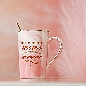 The Best Moms Get Promoted To Grandma Mug New Grandma Mug Gift for Grandma Grandma Gift for Mothers Day from Granddaughter Grandson Mug Birthday Gift for Grandma 14 Ounce Gift Box Pink