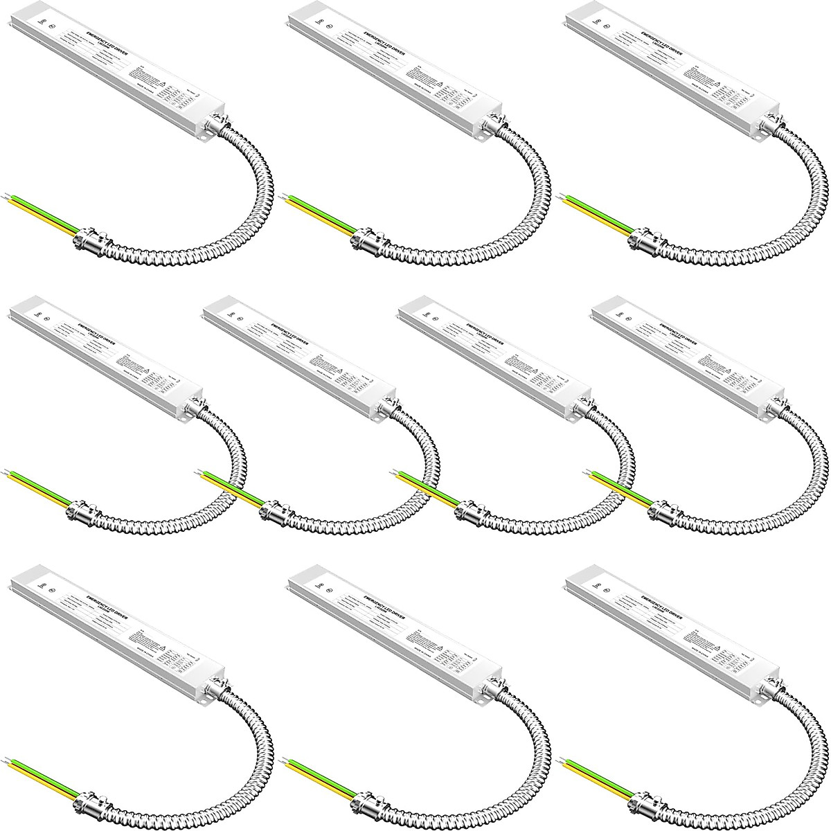 20W LED Emergency Light Driver 100-347V AC,175V DC,Rechargeable Emergency Driver Backup Battery, Over 90 Mins Emergency Time,for LED troffer, Linear Light,UL Listed 5-Year Warranty (10-Pack)