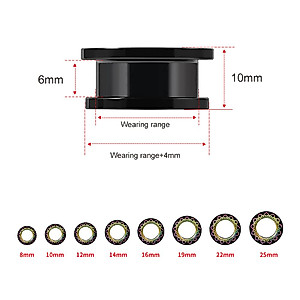 POBAISITER 2PCS Stainless Steel Screw On Ear Gauges Tunnels Hollow Black Electroplate Flower For Men For Women Body Piercing Jewelry 8mm-25mm