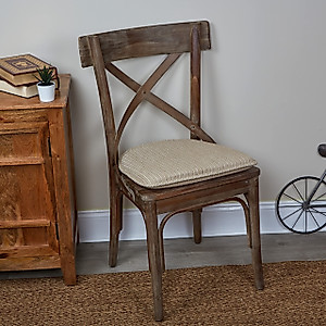 Klear Vu Striped Padded Non-Slip Dining Kitchen Chair Pads, 15" x 16" Nakita Natural 4 Pack