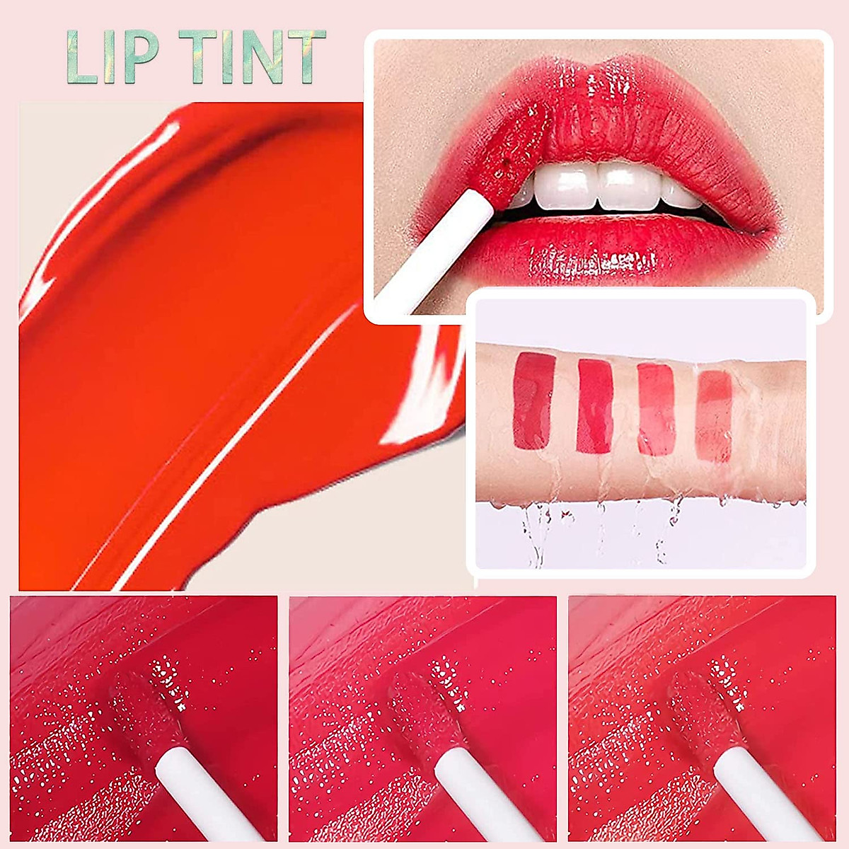 3 Colors Lip Stain Tint Set, Waterproof&Long Lasting Mini Liquid Lipstick Hydrating Moisturizing Lip Cheeks And Eyes,Natural Glossy Korean Lip Tint Stain Easy Application, Non-Stick(1#2#3)