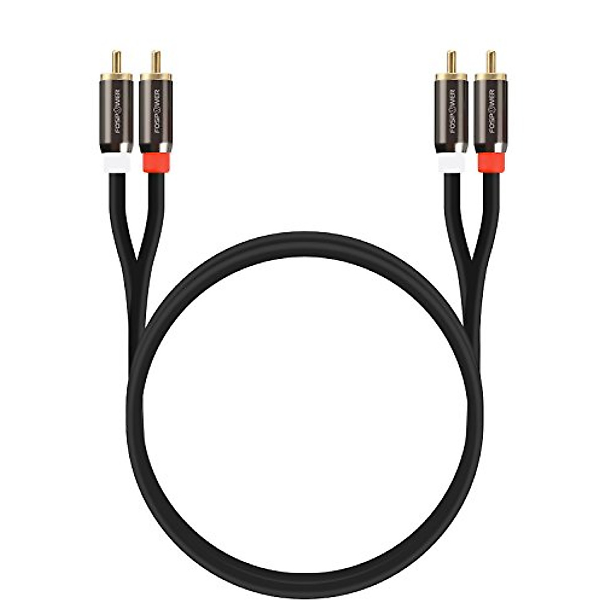 FosPower (3 Feet 2 RCA M/M Stereo Audio Cable [24K Gold Plated | Copper Core] 2RCA Male to 2RCA Male [Left/Right] Premium Sound Quality Plug