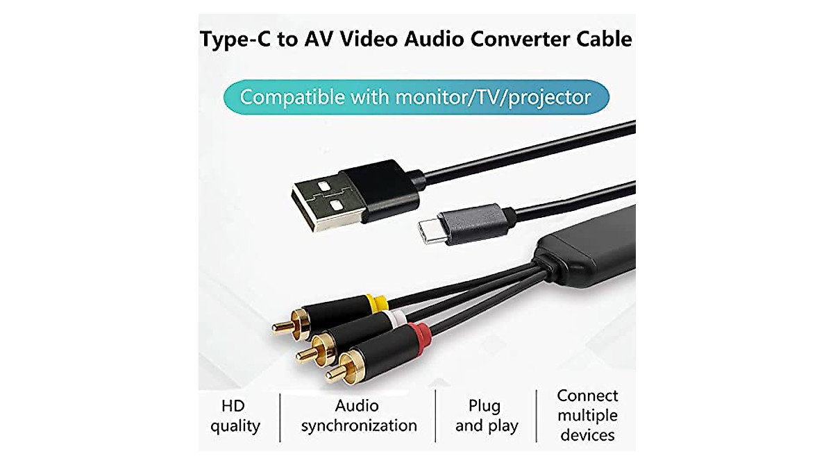 USB C to RCA Cable Adapter for TV & AV | 6Ft Plug & Play