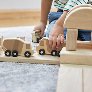 Guidecraft Mini Wooden Trucks - Set of 10: Toddlers Toy Set, Cement Mixer, Fire Truck, Police Car, Taxi Car, School Bus, Dump Truck, Ambulance, Fork Lift, Front Loader and Farm Truck Set
