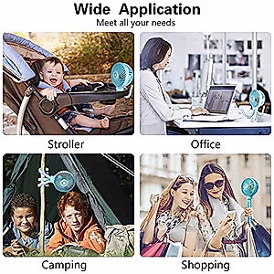 Lalalu Mini Handheld Tripod Stroller Fan 2000mAh Personal Portable Car Seat Flexible Baby Fans USB Battery Powered Desk Fan (Blue)