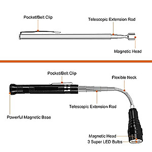 Gifts for Men Dad,Magnetic Pickup Tool with LED Lights,Telescoping Magnet Pick Up Tool-Unique Gadgets Gifts for Boyfriend/Father,Husband,Grandpa,DIY Handyman,Him,Women,12 Batteries,2Pc Set