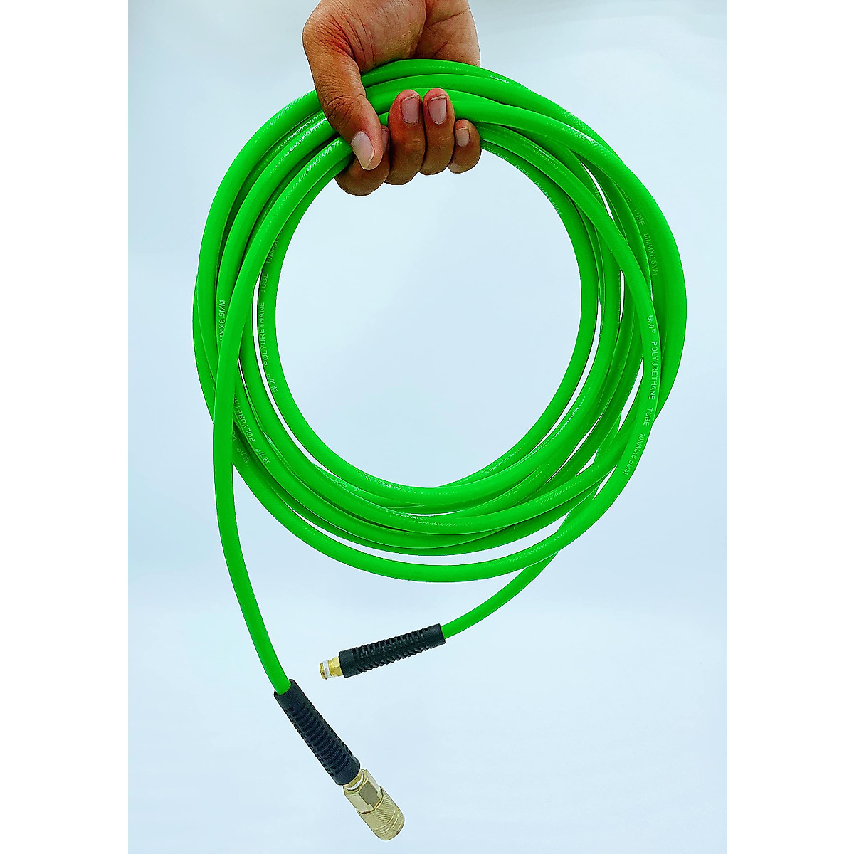DP Dynamic Power Polyurethane Braided Air Hose 1/4" X 50 Ft with 10 pcs Compressor Accessories KIT, 200 PSI.