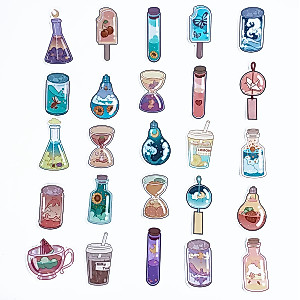 50PCS Aesthetic Weirdcore Stickers Cute Fantasy Kawaii Y2K for Water Bottle/Phone Kids Anime Fairycore Korean Asian Drink Fruit Potion Sticker Computer Scrapbooking Planner School Locker Chrismas Deco