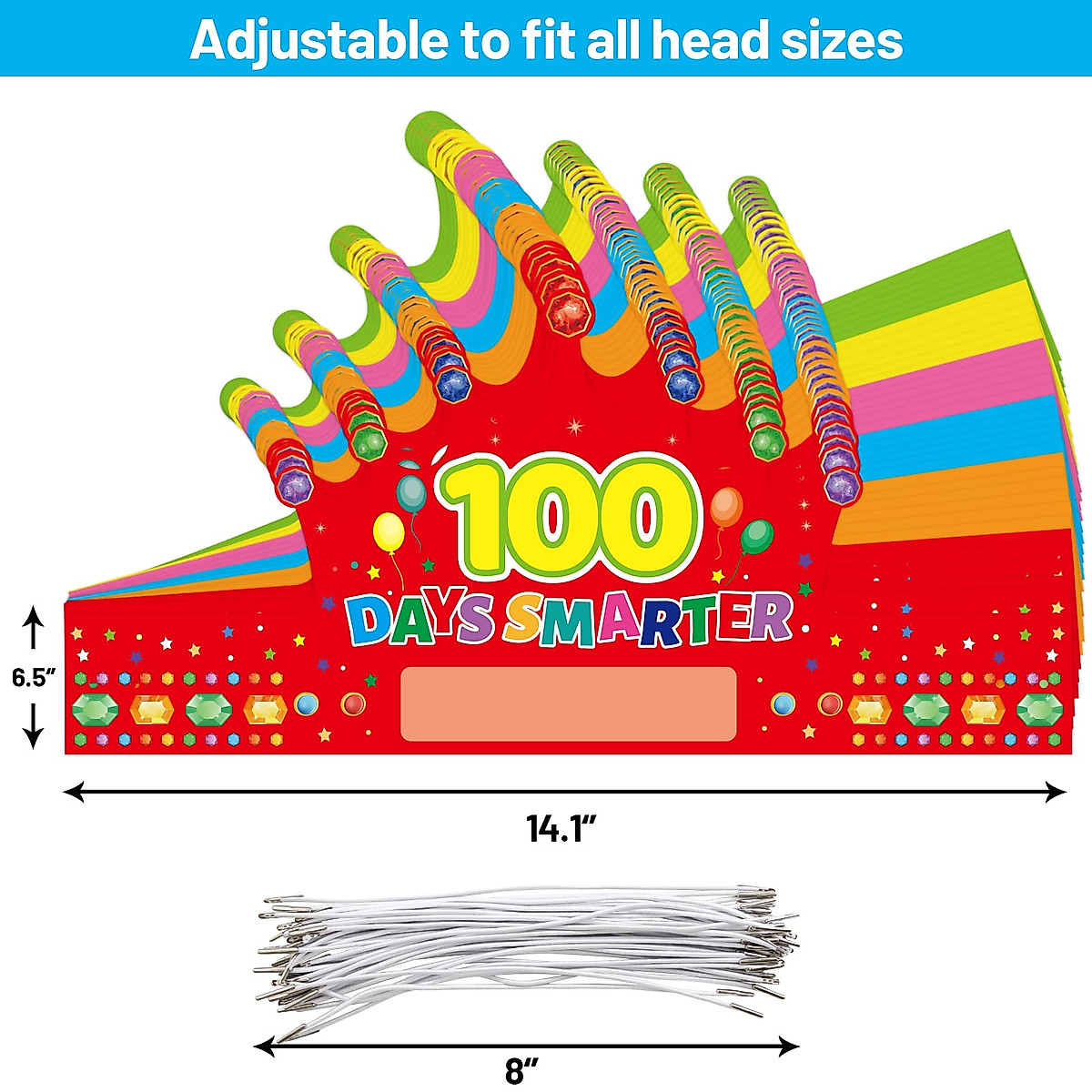 Fancy Land 36 Packs 100 Days Paper Crowns 100th Day of School Crowns for Classroom Supplies
