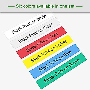 Labelife 6-Pack Replacement for Brother P Touch TZe TZ Tape 12mm 0.47 Inch Laminated Label Maker Tape for Brother Ptouch PT-D210 PT-H110 D600 D400 PTD220 Label Maker, White/Clear/Red/Blue/Yellow/Green