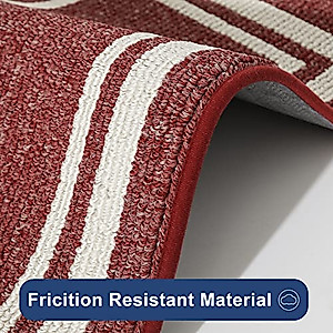 COSY HOMEER Kitchen Rugs Non-Slip 20" x30/20 x48 Inch Thick Polypropylene Standing Mat for Home Machine Washable, Red Frame