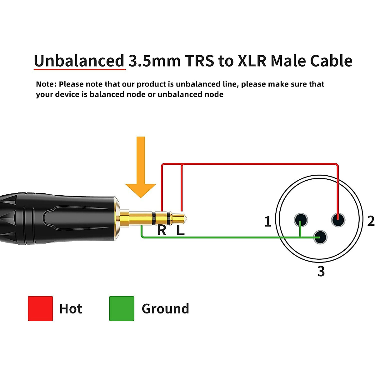 CableCreation 3.5mm to XLR Cable 10FT, 3.5mm Male to XLR Male Microphone Cable, XLR to 3.5mm Cable Compatible with iPhone, iPod, Tablet, Laptop, Microphone, Amplifier, Audio Board, 3M
