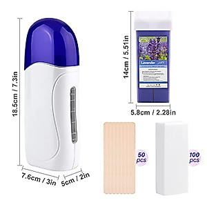 Pinkiou Wax Hair Removal Portable Hair Roller Epilator Machine Set, Wax Heater Machine 1 ,Depilation wax 1, Strips 100, Depilatory sticks 50 (lavender)