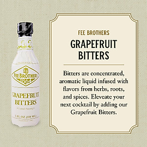 Fee Brothers Grapefruit Cocktail Bitters - Aromatic Cocktail Mixer & Concentrated Flavoring, Gluten Free, Vegan-Friendly, 5 fl oz