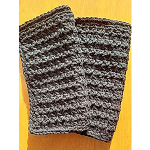 Handmade crochet washcloths, dishcloths * thick and dense *100% cotton set of 2, size 7.5 inches (Black)