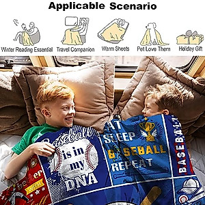 Baseball Blanket Ultra Soft Warm Flannel Throw Blanket Baseball Lover Baseball Team Blankets Gifts for Boys Adults Kids 50"X40"