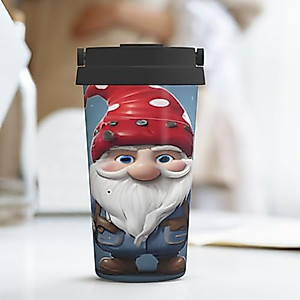 Insulated Coffee Mug Cute Gnome 17oz Double Wall Vacuum Stainless Steel Tumbler With Leak-Proof Lid And Handle, Cute Travel Thermos Mug For Cold Hot Drinks