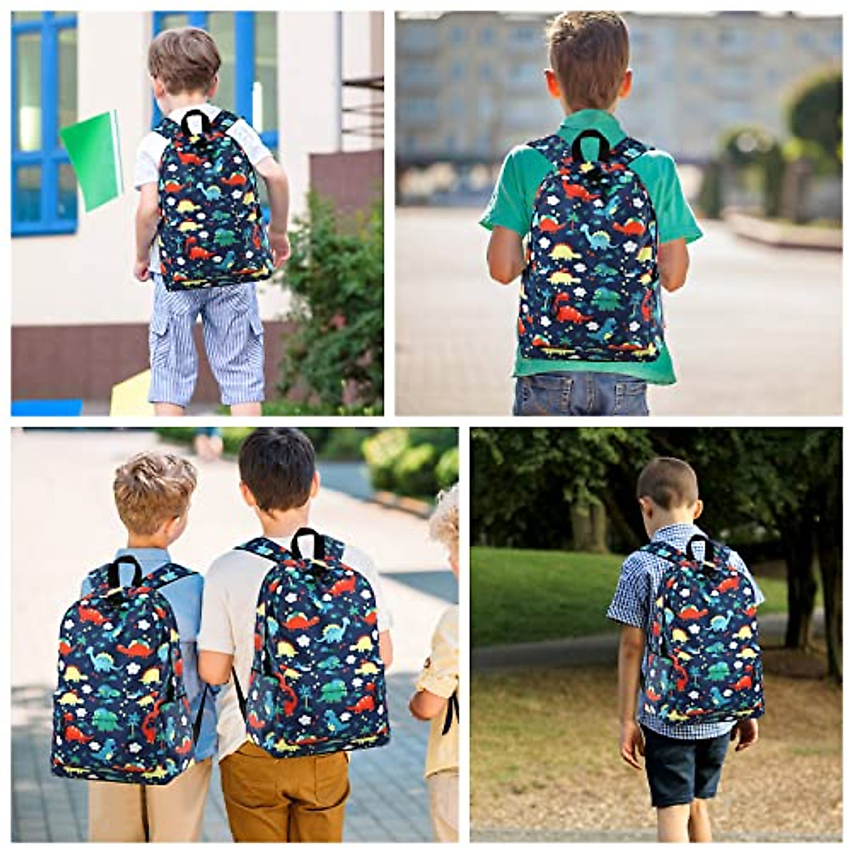 Ancrina Backpack for Kids Dinosaur Bookbag Set School Bag with Lunch Box and Pencil Case Lightweight Kindergarten Elementary