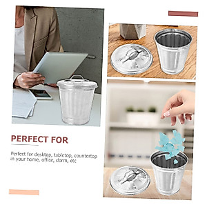 jojofuny Mini Iron Trash Can, Galvanized, As Shown