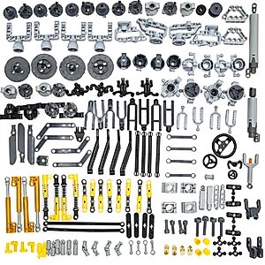 Habow 169pcs Technic-Parts Axle-Pin-Connector Compatible with Lego-Technic, Wheels Link Chain Steering Technic-Suspension Engine Technic Linear Actuator Shock Absorber MOC-Replacement-Pieces