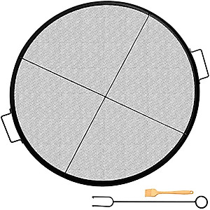 VEVOR Round Fire Pit Grate, 31" Diameter Fire Pit Grill Grate, X-Marks Round Grill Grate, Black Steel Fire Grate, Fire Pit Cooking Grate with Handles, Fire Grill Grate for Outdoor Fire Pit, Campfire