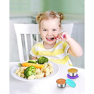 ENTESI Salad Dressing Container, Stainless Steel Condiment Containers with Lids Fits in Bento Box for Lunch Leakproof Reusable Small Sauce Cup Food Dip Snacks Storage