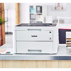 Brother HL-L3230CDW Compact Digital Color Laser Printer, Wireless Printing, Automatic Duplex Printing, Built-in Wireless, 256 MB, 25 ppm, 250-sheet, White-Bundle with Printer Cable
