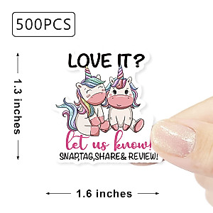 Wailozco Love It Let Me Know Unicorn Stickers,Thank You Stickers,Handmade Stickers,Small Shop Stickers,Envelopes Stickers for Small Business, Online Retailers,Handmade Goods,500 Labels Per Roll