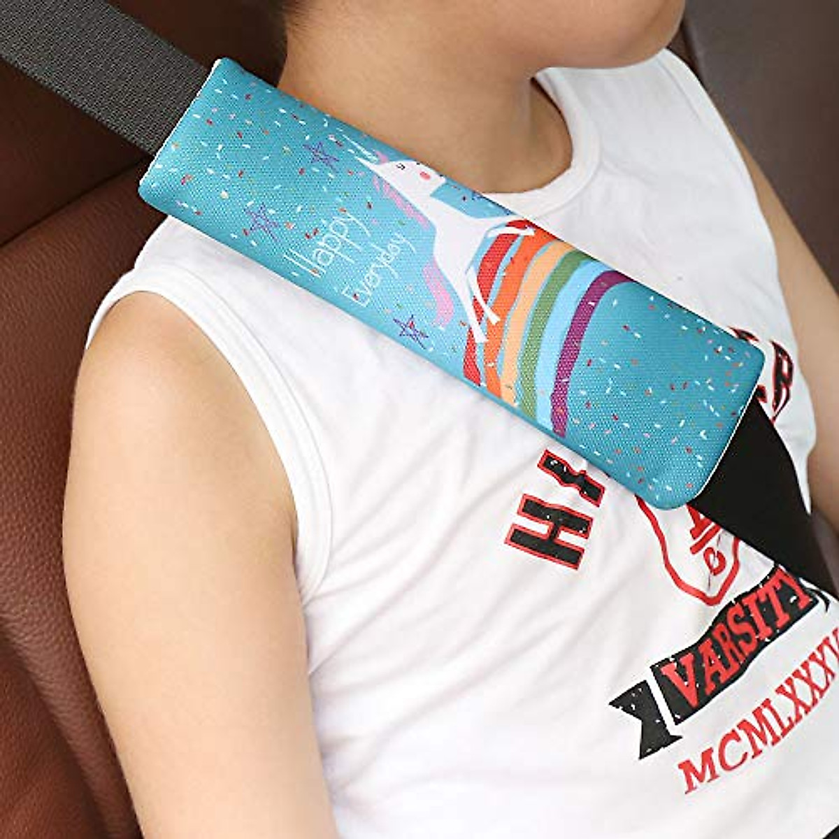 Seatbelt Covers for Kids,2 Pack Unicorn Seat Belt Cushion Shoulder Strap Pad,Universal Cute Cartoon Car Seat Belt Pad for Adults Children Toddler,Baby Girl Boy Carseat Neck Harness Protector
