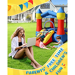 AirMyFun Toddler Bounce House with Blower for Kids 3-8, Inflatable Bouncy Jumping Castle with Slide, Indoor/Outdoor Jump Bouncer House, 82011A
