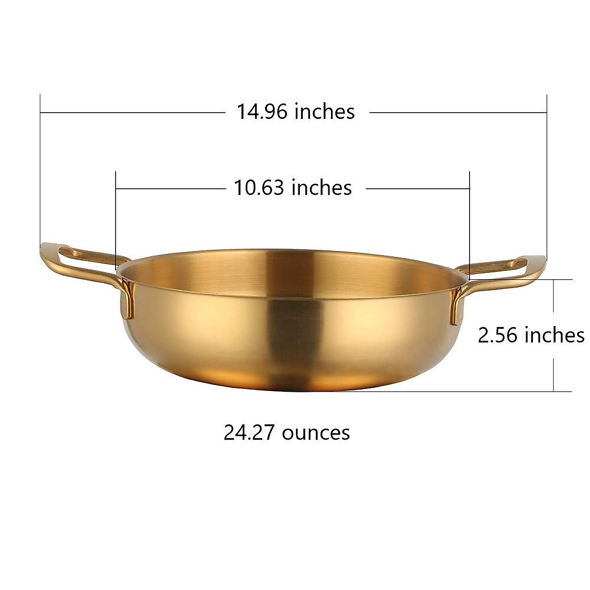 10in Stainless Steel Everyday Pan Color Me Korean Noodle Ramen Pot Small Stockpots Pasta Pots Stir Fry Pan Omelet Paella Pans Small Pots for Home and Outdoor, Dishwasher Safe, Eco Friendly(1pcs)(Gold)