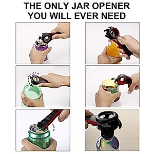 Jar Opener 4&5 in 1 Can Opener Set,Multifunctional Can Opener Kitchen Gadgets，Bottle Opener Kit with Silicone Handle Openers for Arthritic Hand&rubber Jar Opener for Week Hands (Red)