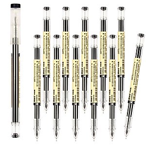 Liquid Ink Rollerball Pens Ballpoint Pens Gel Ink Pen Quick-Drying Extra-Fine Premium Japanese Style 0.38 mm point Rolling Ball Maker Pens for Office School Stationery Supply 12 Pcs/Set Black