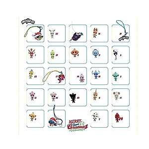 Miraculous Ladybug - Ultimate Kwami Advent Calendar with Miniature Flocked Kwamis and EVA Seasonal Charms. Collectible Toys for Kids for Christmas with Hooks and Ribbons (Wyncor)