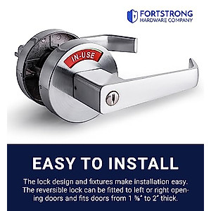 FORTSTRONG Commercial Door Handle with Privacy in-Use- Vacant Indicator Lock for Men or Women ANSI Grade 3 ADA Compliant FS2123BK Bathroom