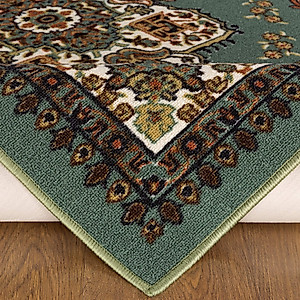 Antep Rugs Alfombras Oriental Traditional 3x5 Non-Skid (Non-Slip) Low Profile Pile Rubber Backing Indoor Area Rugs (Green, 3' x 5')