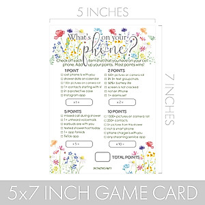 Little Wildflower Girl Baby Shower Party Games - What's On Your Phone and Word Scramble (2 Game Bundle) - 20 Dual Sided Cards - Baby in Bloom Party Supplies