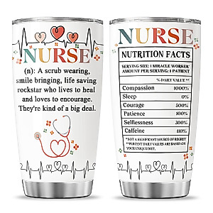 HUBUPU Nurse Gifts, Tumblers School Coffee Women Nursing Week For Nurses Cups, Nurse Quote Nutrition Facts, Tumbler 20 Oz With Lid And Straw
