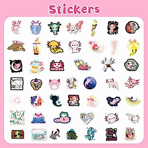 105 Pcs Axolotl Birthday Decorations Party Supplies Axolotl Cupcake Toppers Balloons Happy Birthday Banner Stickers