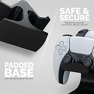BRAINWAVZ Dual Game Controller Desktop Holder Stand - Universal Design for Xbox ONE, PS5, PS4, PC, Steelseries, Steam & More, Reduce Clutter UGDS-03 (Black)