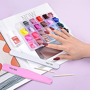 EYL Short Press on Nails Coffin 24Packs 576PCS Matte Ballerina Acrylic Fake Nails Full Cover Glue On Nails Medium Length Nail Adhesive Tabs Nail File Nail Sticks for Women Girls DIY 24 Colors