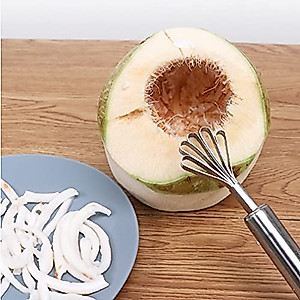 11 Pieces Coconut Opener Tool Set, Include 1 Coconut Opener Tool with Black Rubber Handle, 1 Stainless Steel Coconut Meat Removal Knife, 1 Straight St, 2 Bent Sts, 1 Cleaning Brush and 1 Bag