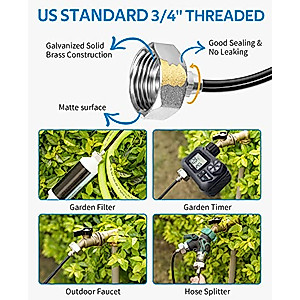 HOMENOTE Misting Cooling System 59FT (18M) Misting Line + 20 Brass Mist Nozzles + Brass Adapter(3/4") Outdoor Mister for Patio Garden Greenhouse Trampoline for Waterpark